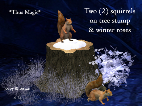 Second Life Marketplace - *Thus Magic*~ 2 Squirrels on tree stump ...